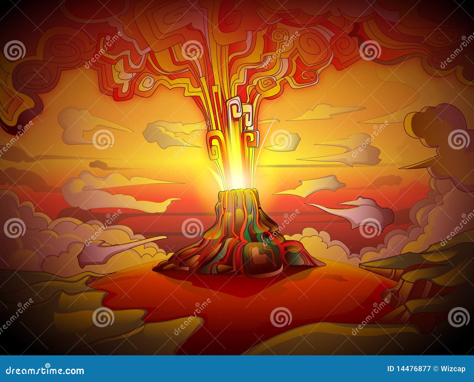 Volcanic eruption design stock illustration. Illustration of colors ...