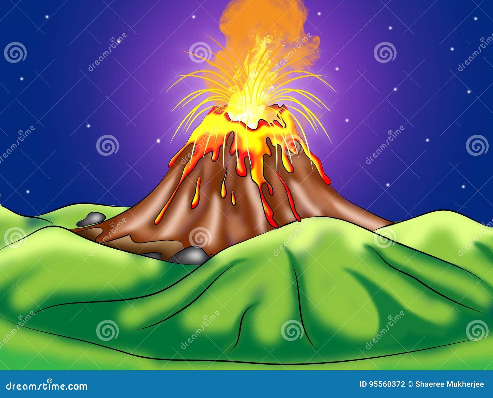 Volcanic Eruption In Different Stages Cartoon Vector | CartoonDealer ...