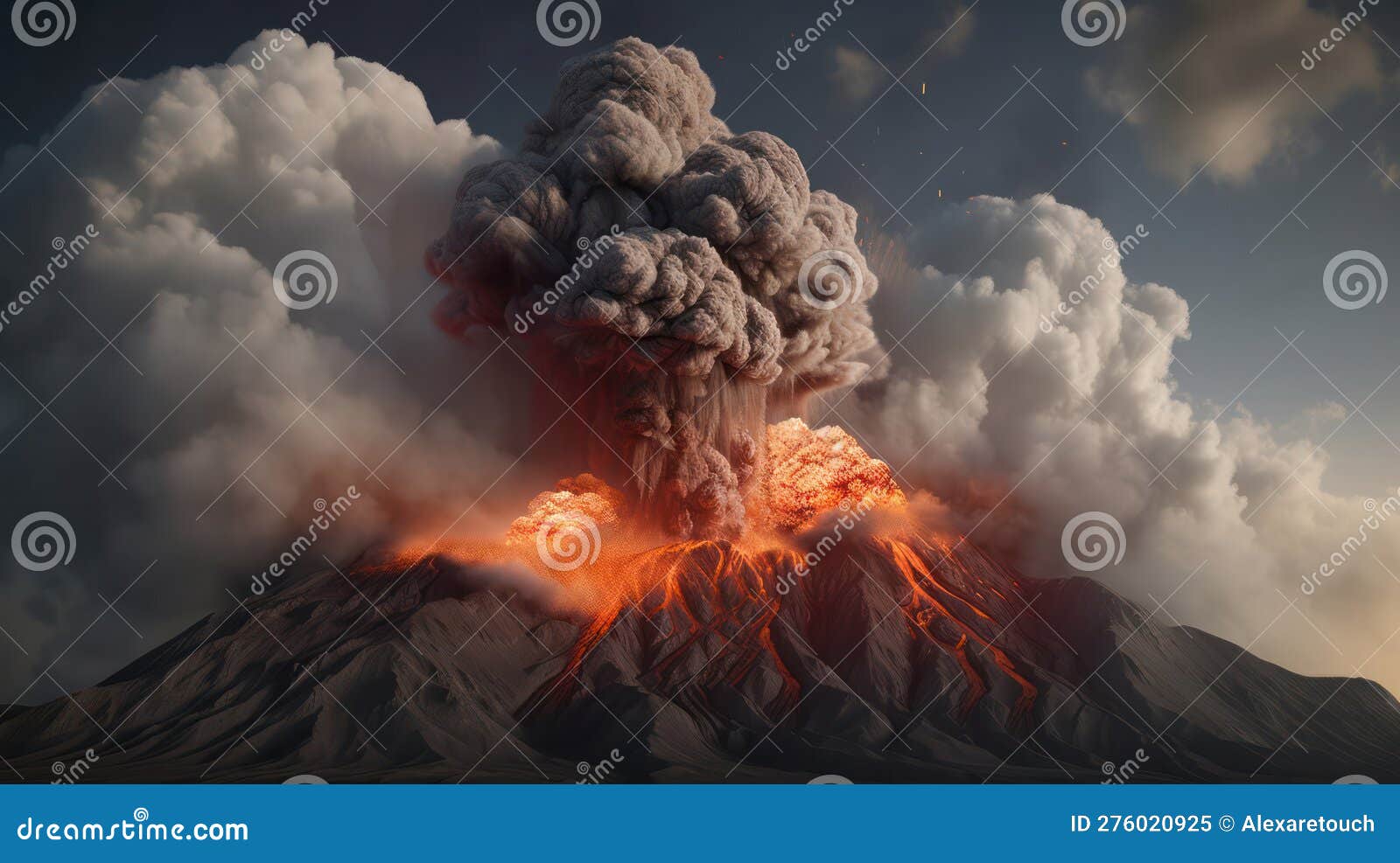 Volcanic Eruption Ejecting Fire, Lava And Ash Royalty-Free Stock Photo ...