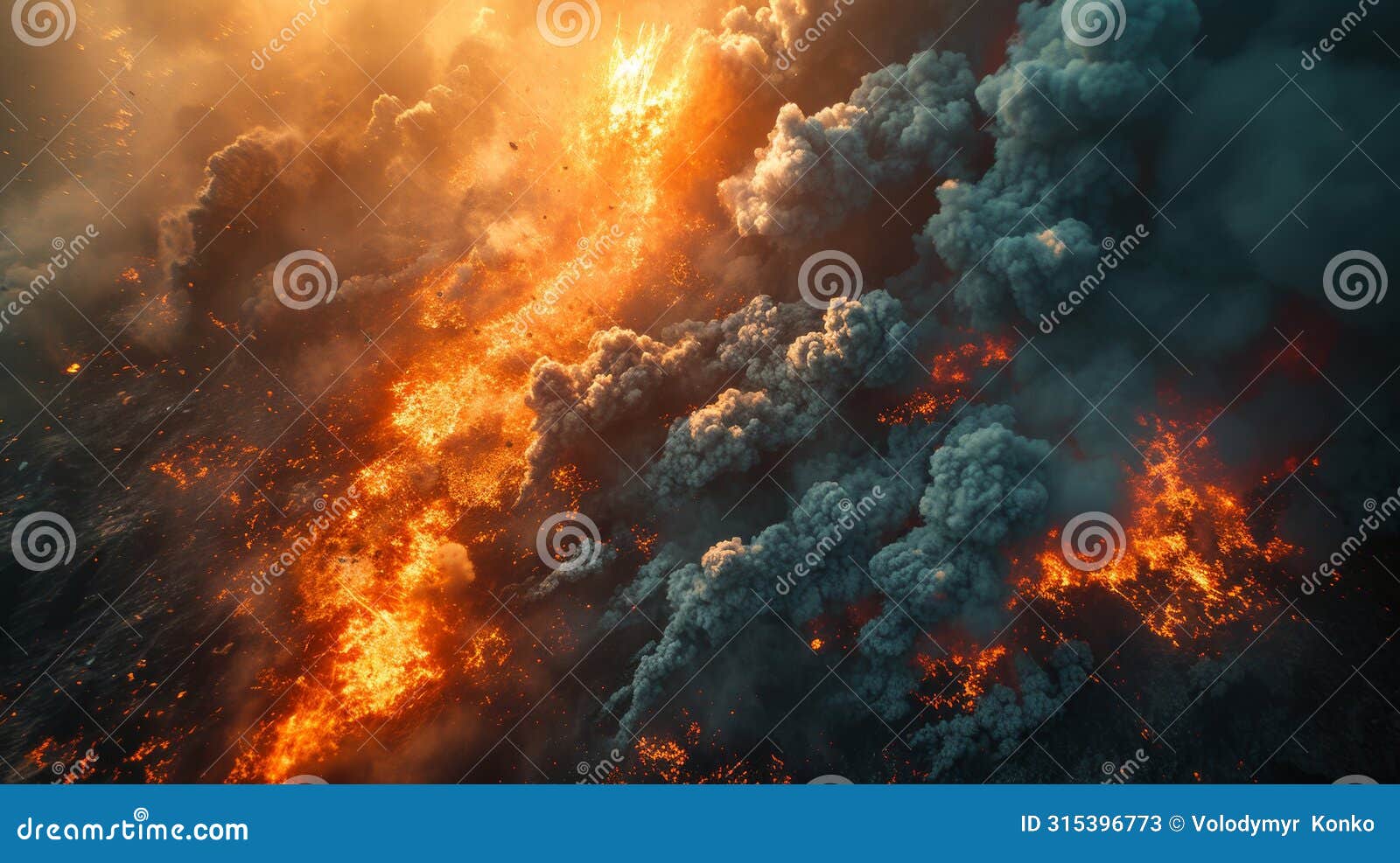 Volcanic Eruption with Explosive Fire and Smoke Stock Image - Image of ...