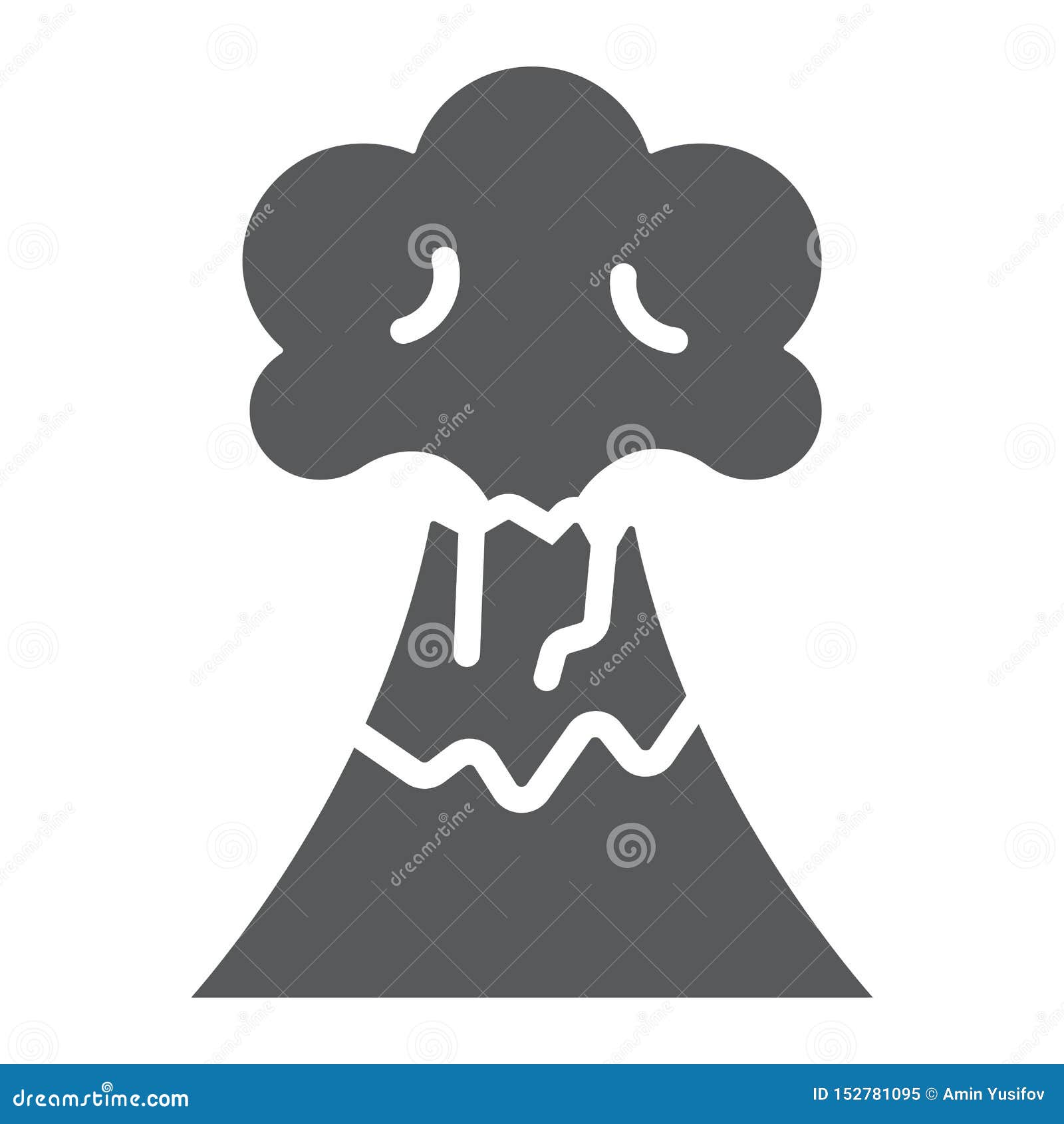Volcanic Eruption Glyph Icon, Disaster and Explosion, Volcano Erupting Sign, Vector Graphics, a ...