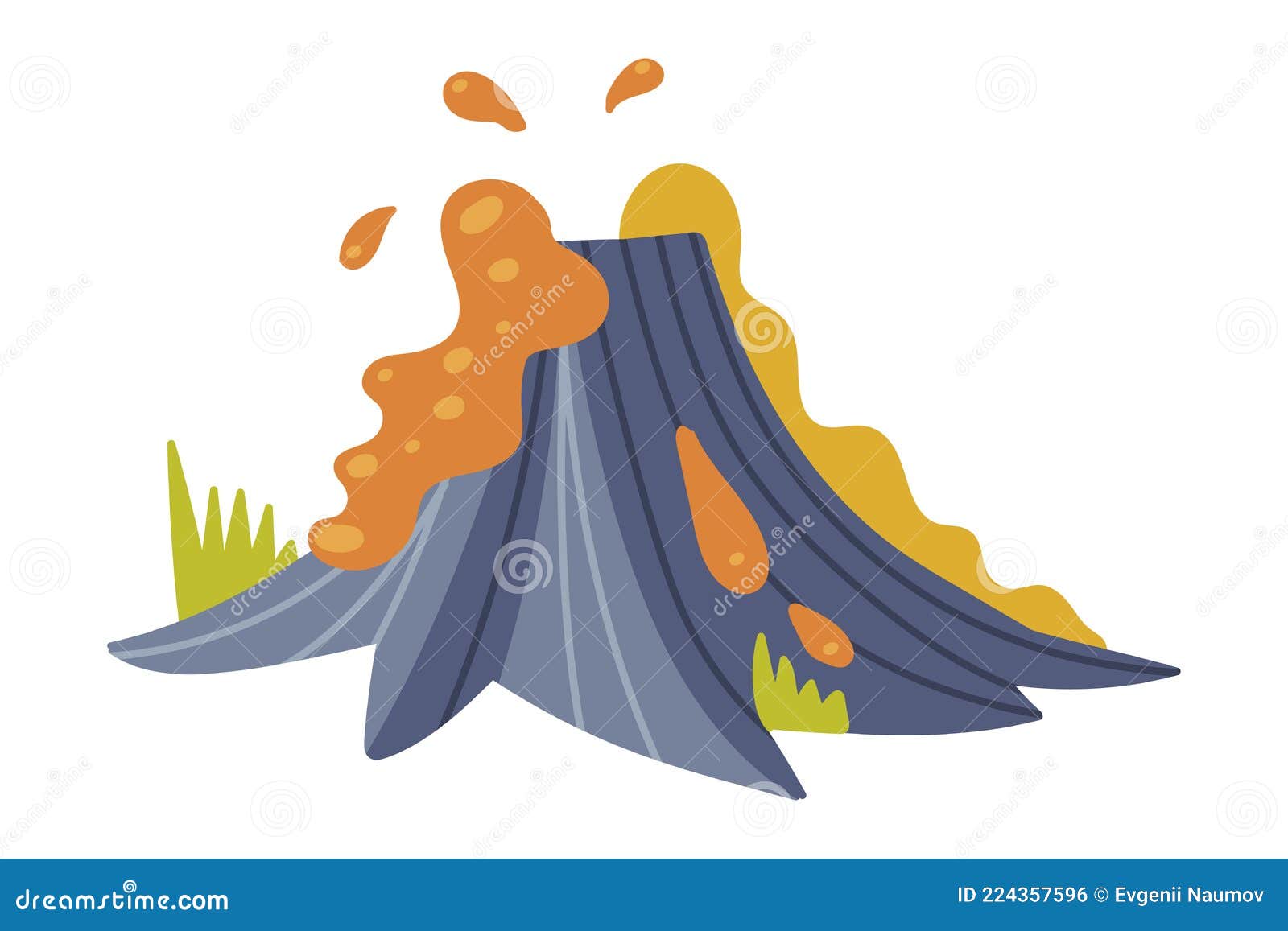 Volcanic Eruption with Hot Lava Splash Vector Illustration Stock Vector ...