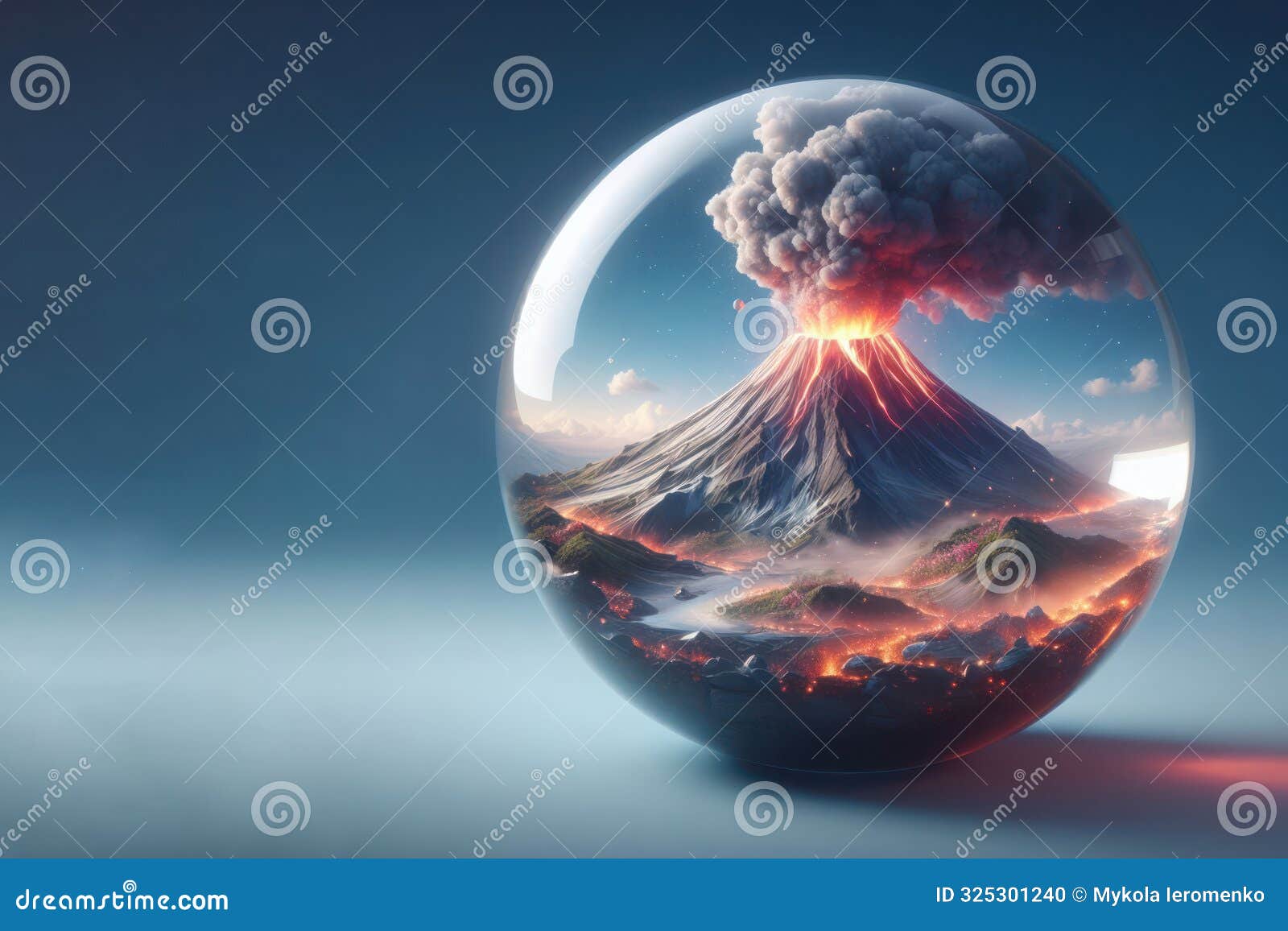 Volcanic Eruption Inside a Glass Ball. Space for Text. Stock Photo ...