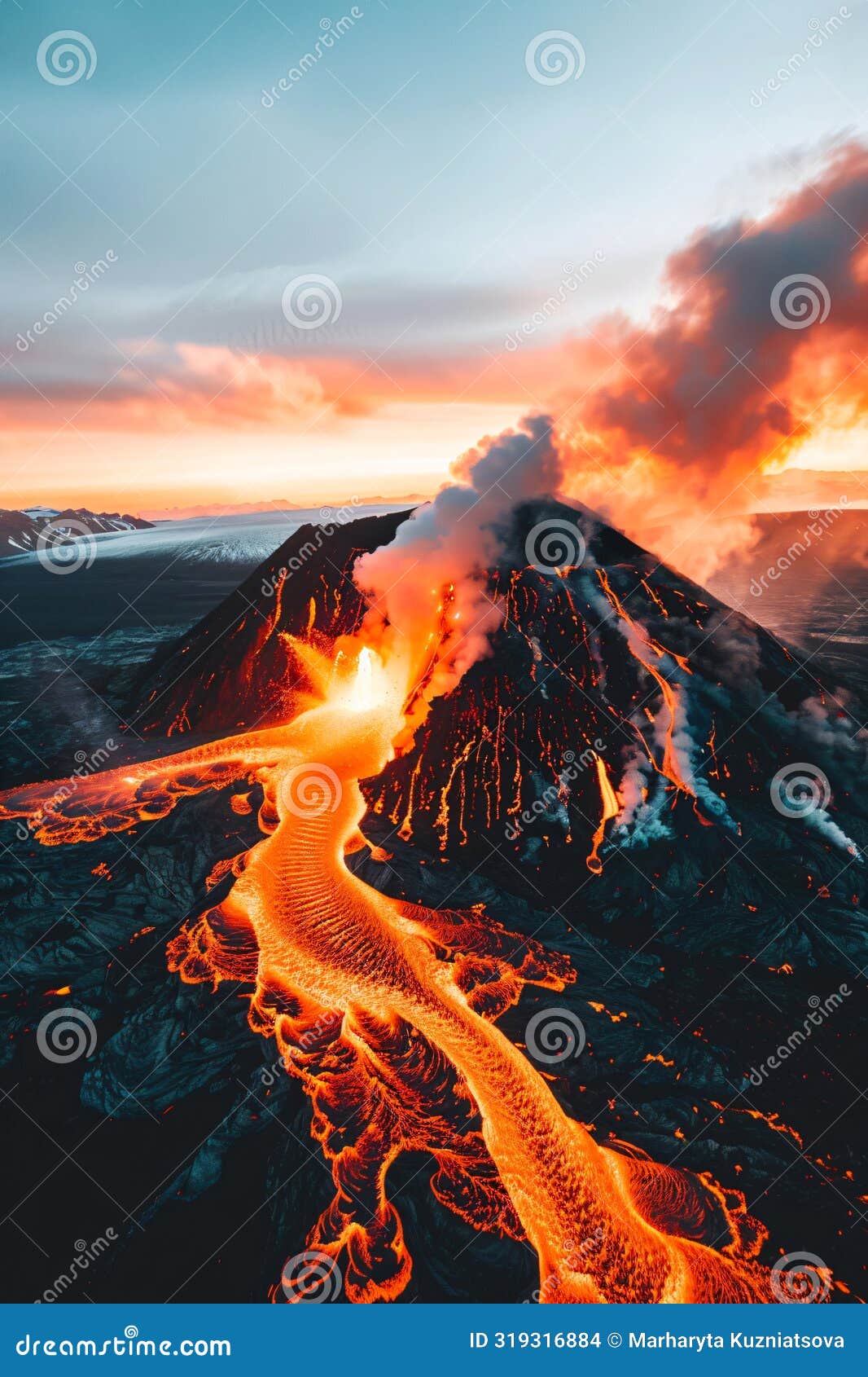 Volcanic Eruption Process. Landscape of Volcano with Exploding and ...