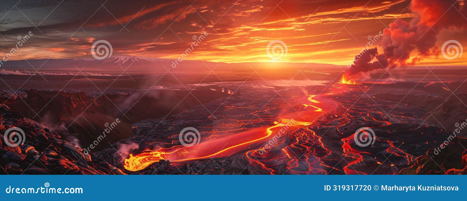 Volcanic Eruption Process. Landscape of Volcano with Exploding and ...