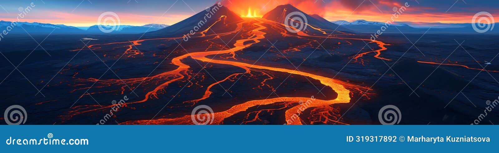 Volcanic Eruption Process. Landscape of Volcano with Exploding and ...