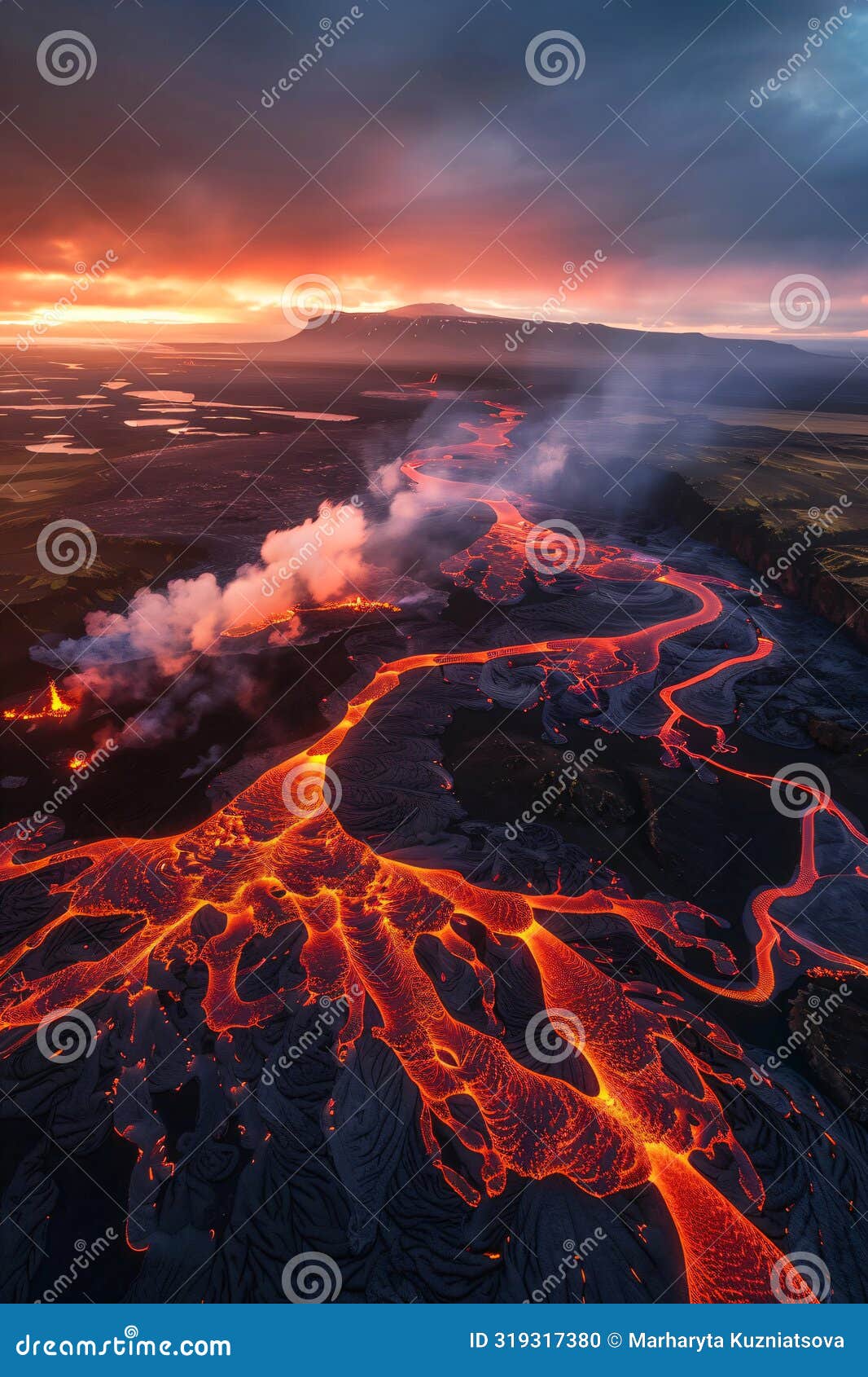 Volcanic Eruption Process. Landscape of Volcano with Exploding and ...