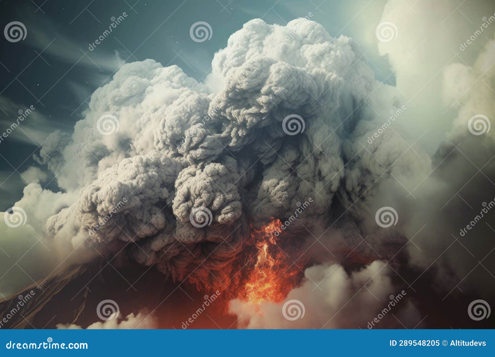 Volcanic Eruption with Smoke and Ash Clouds Stock Illustration ...