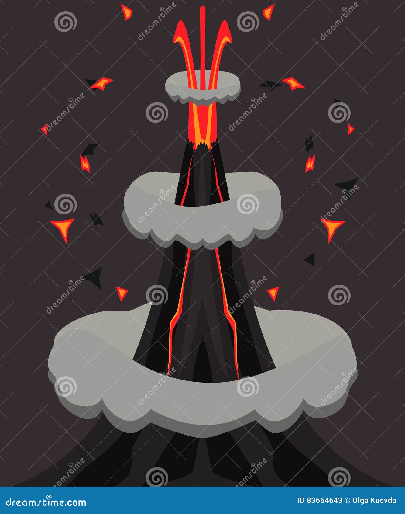 Volcanic Eruption Vector Cartoon Stock Vector - Illustration of volcano ...