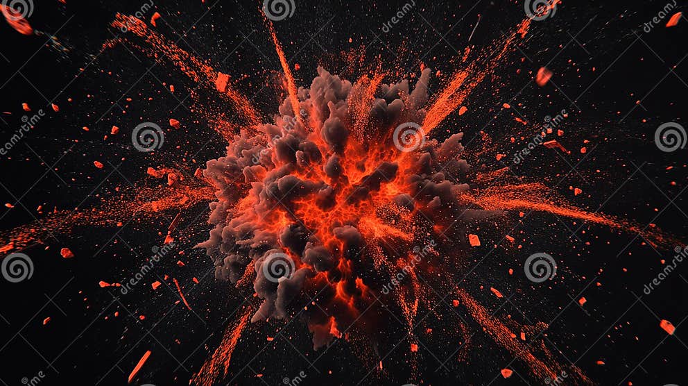 Volcanic Eruption with Vibrant Lava Flow and Ash Cloud Exploding ...