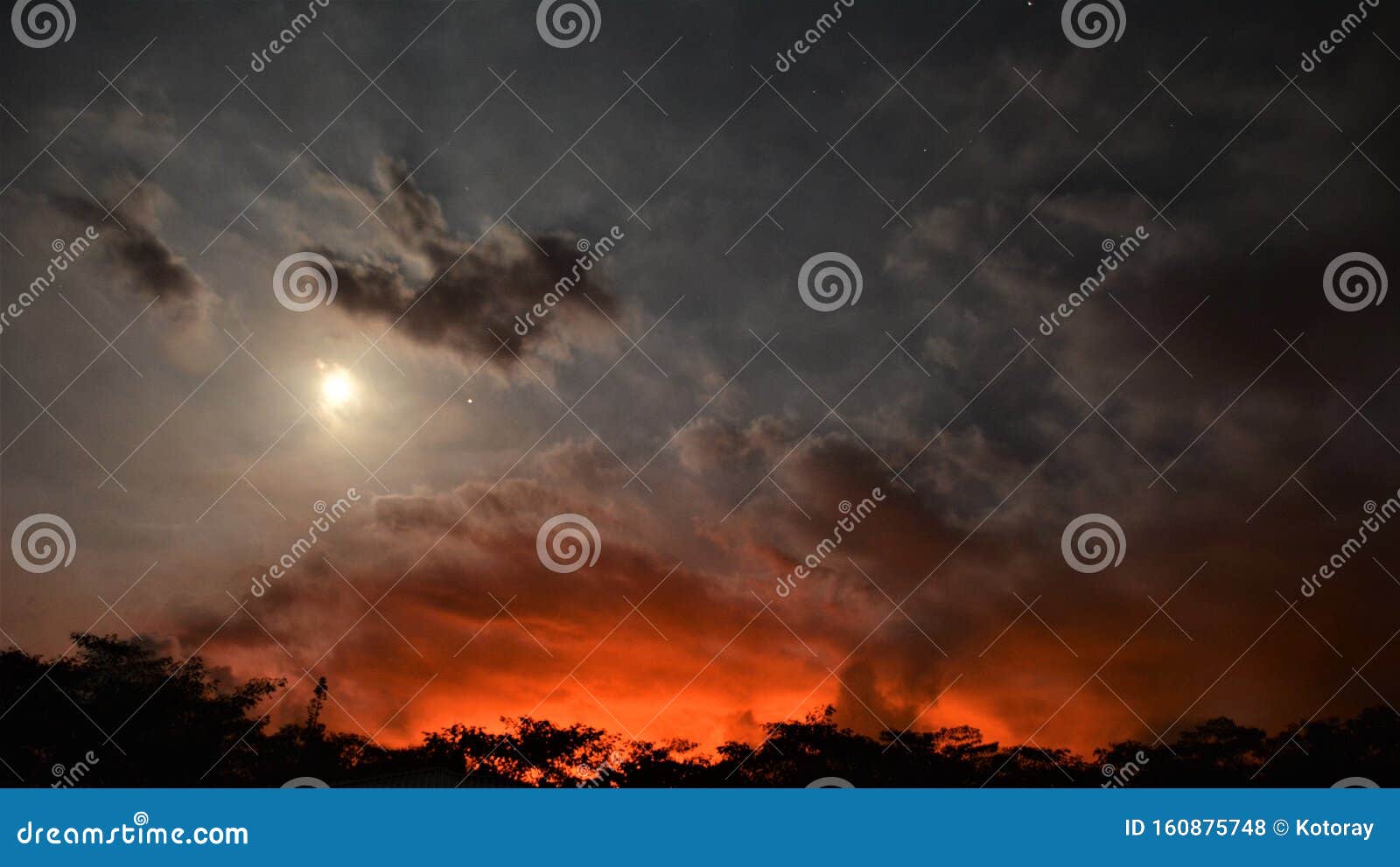 Volcanic Fires in the Distance at Night Stock Photo - Image of volcanic ...