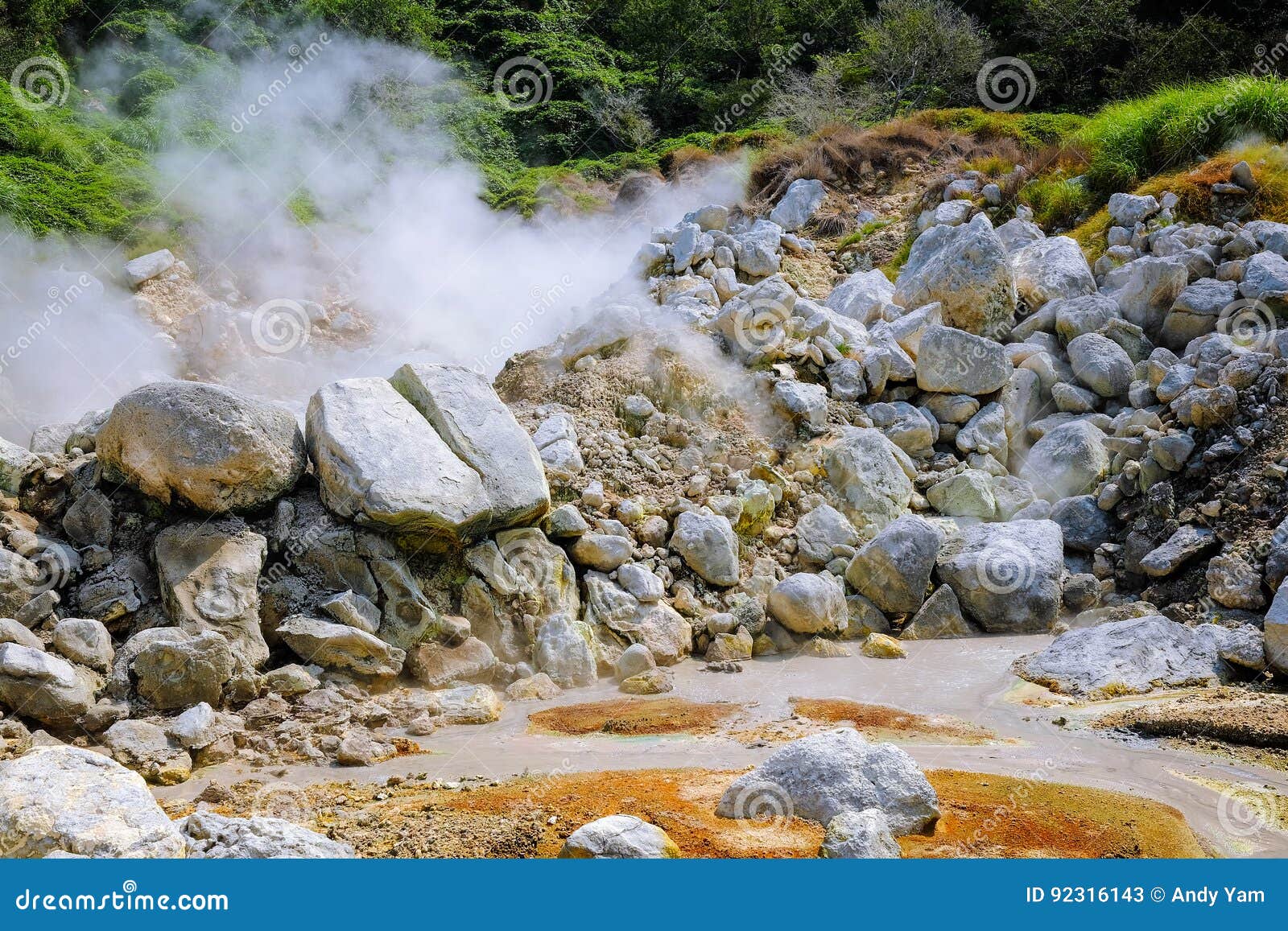 Volcanic hot springs stock image. Image of hell, alone - 92316143