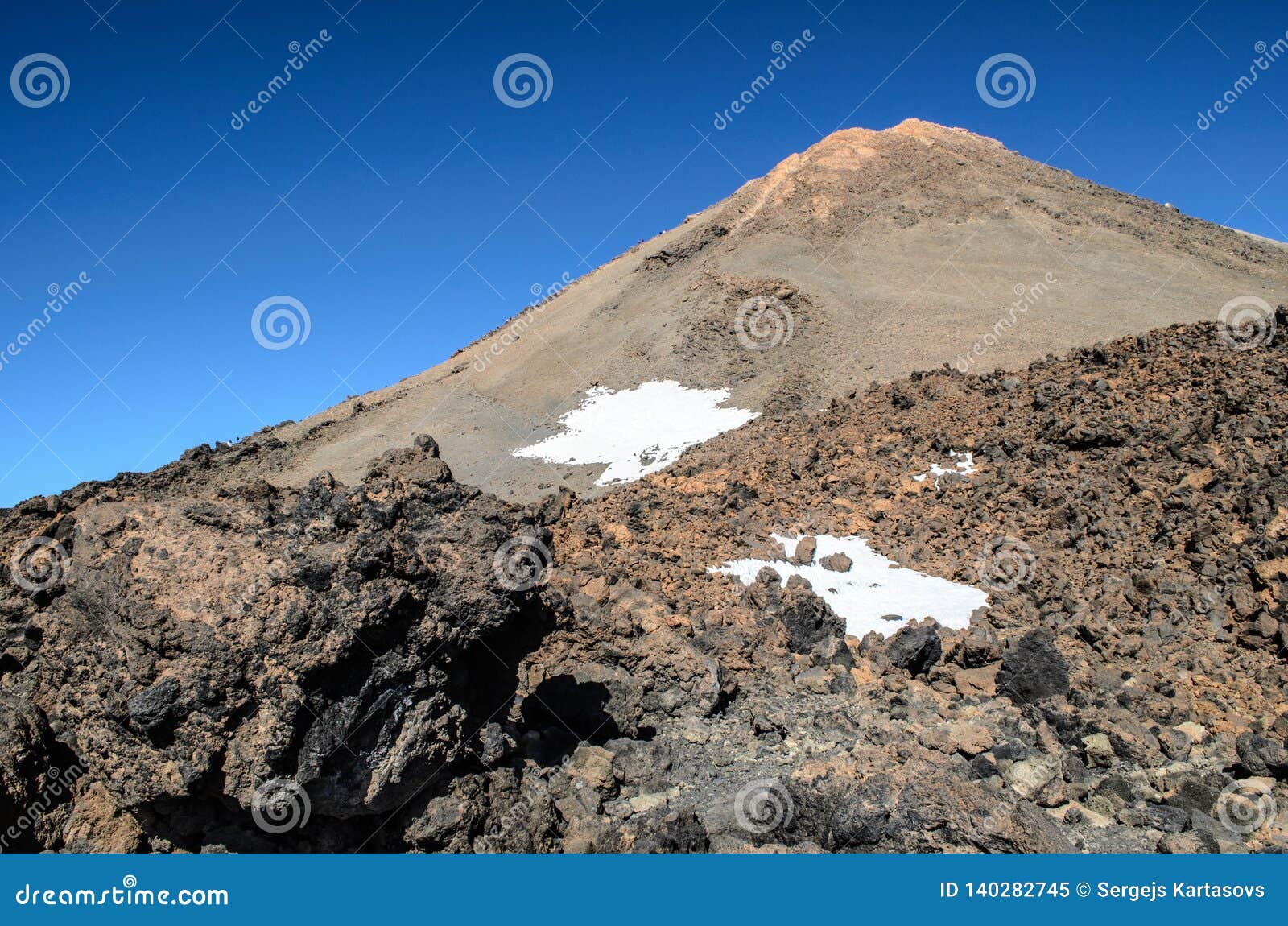 Volcanic Lava Landscape Along the Mountain Path at the Top of the ...