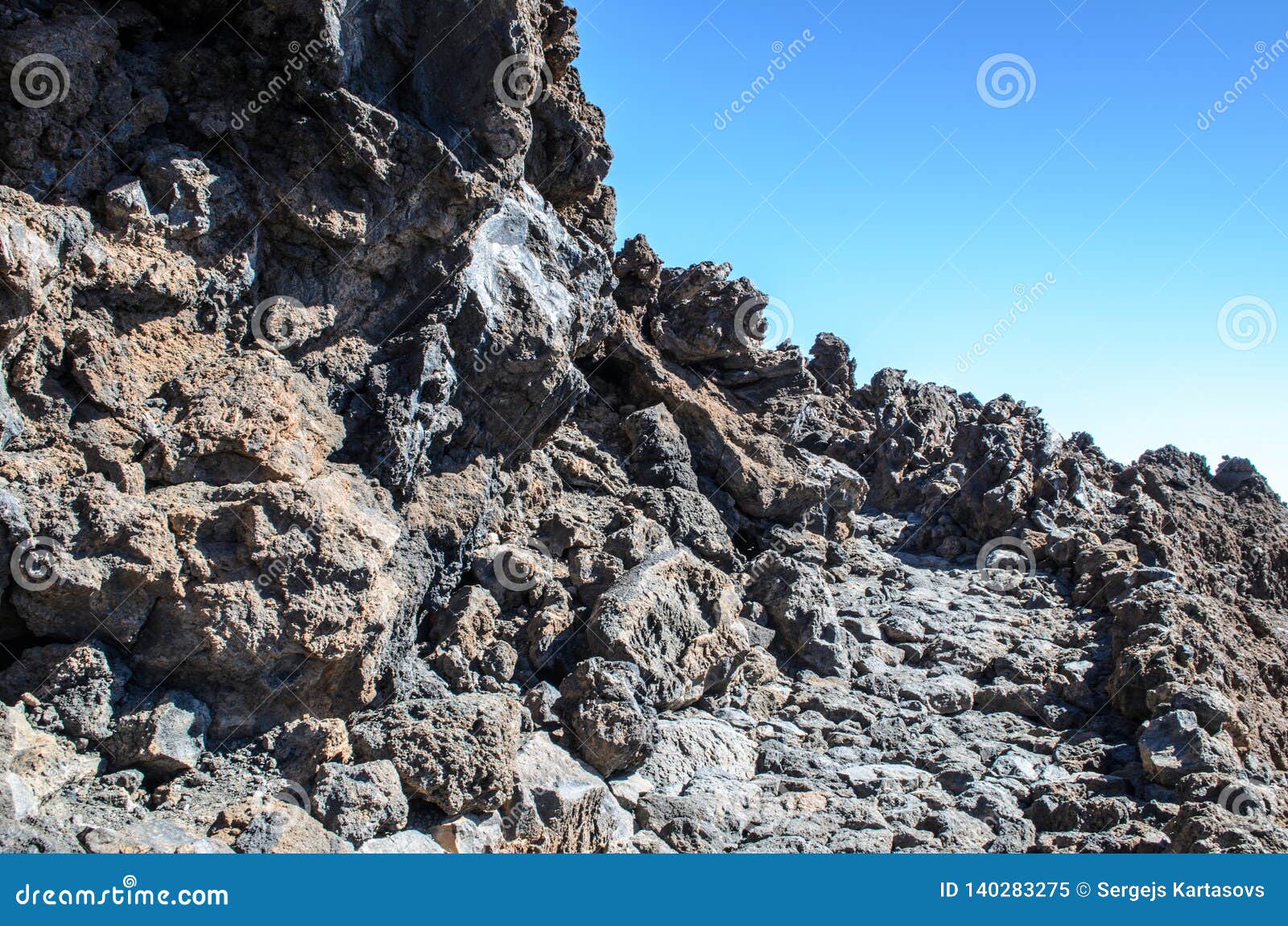 Volcanic Lava Landscape Along the Mountain Path at the Top of the ...