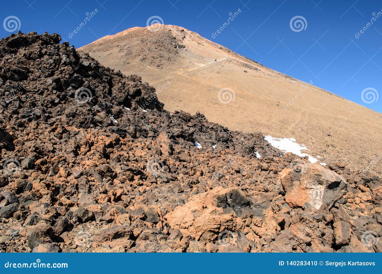 Volcanic Lava Landscape Along the Mountain Path at the Top of the ...