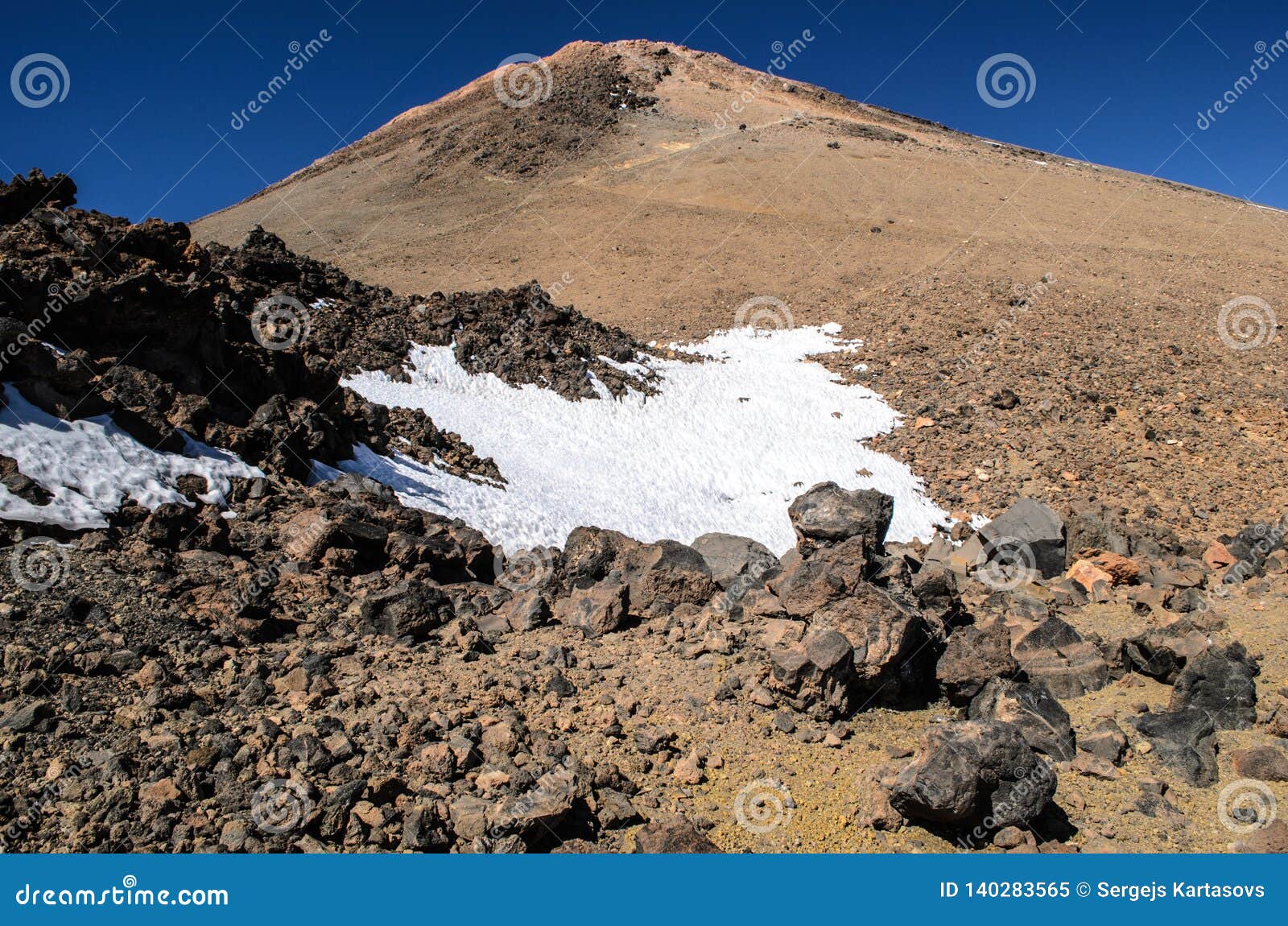 Volcanic Lava Landscape Along the Mountain Path at the Top of the ...