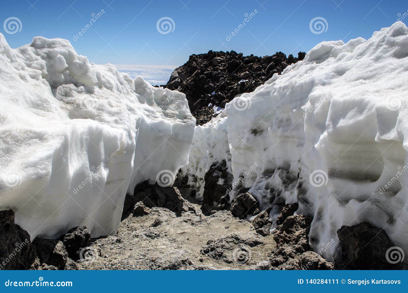 Volcanic Lava Landscape Along the Mountain Path at the Top of the ...