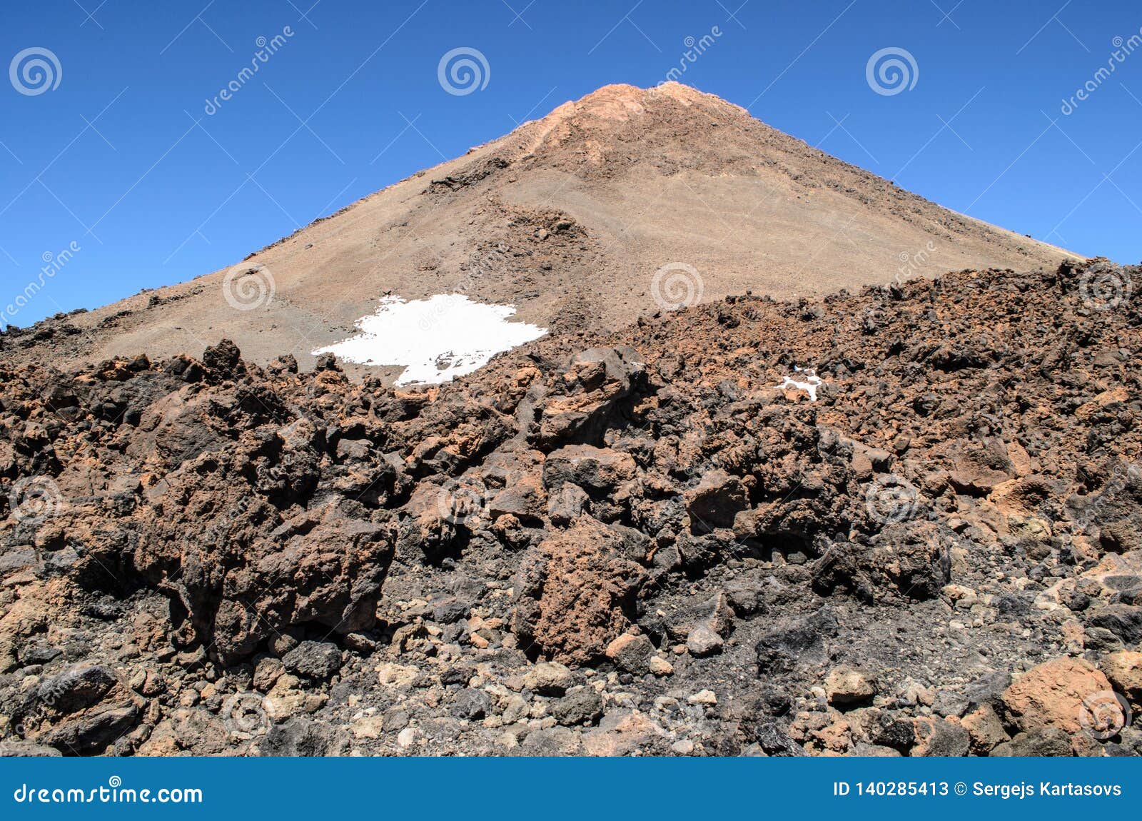 Volcanic Lava Landscape Along the Mountain Path at the Top of the ...