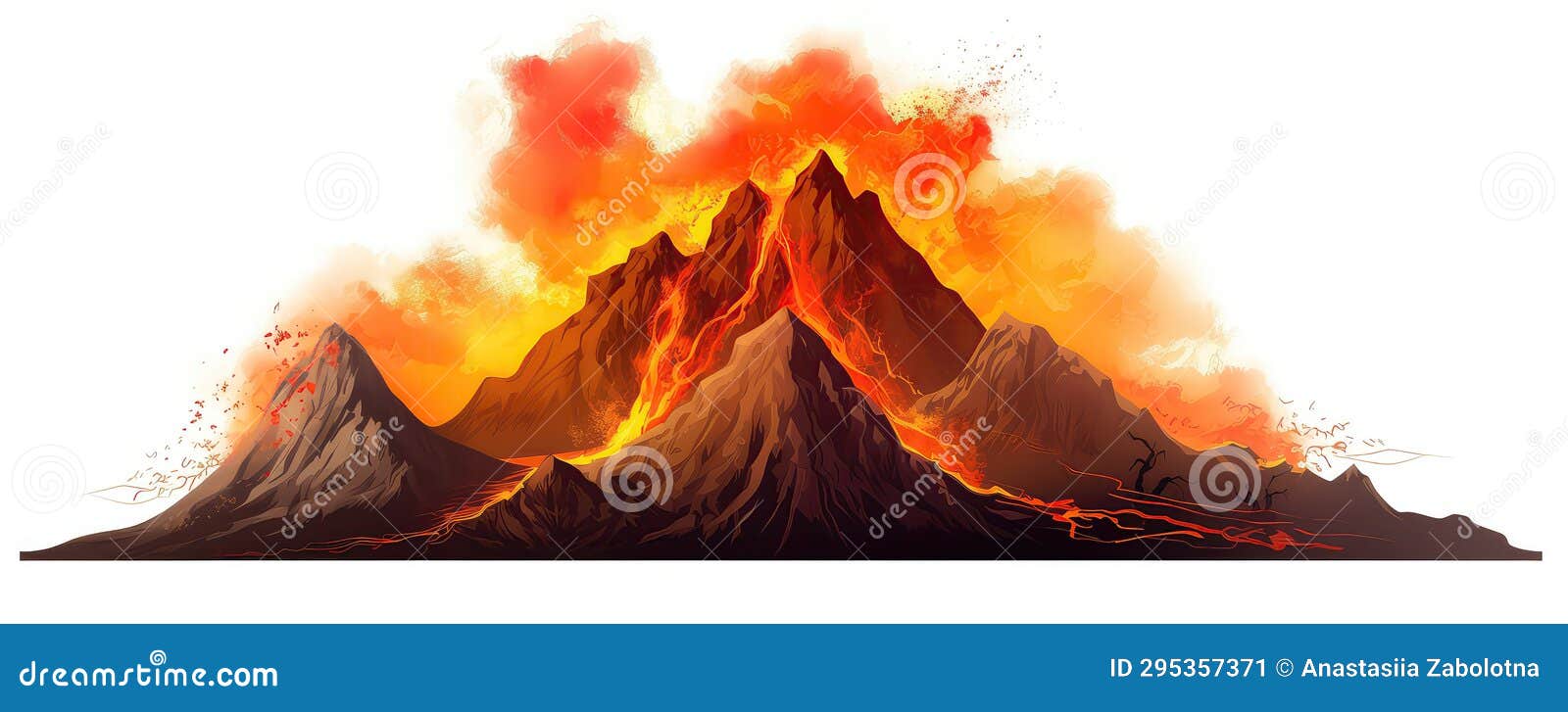 Volcanic Mountain in Eruption Against Transparent Background Stock ...