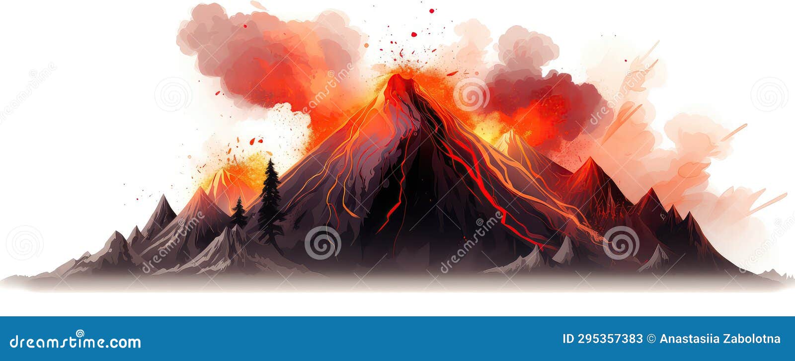 Volcanic Mountain in Eruption Against Transparent Background Stock ...