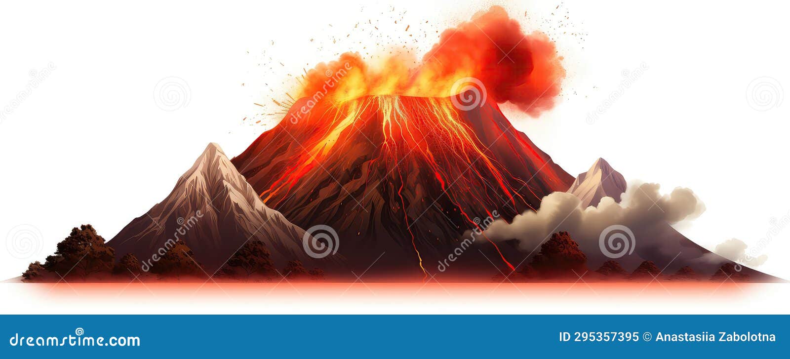 Volcanic Mountain in Eruption Against Transparent Background Stock ...