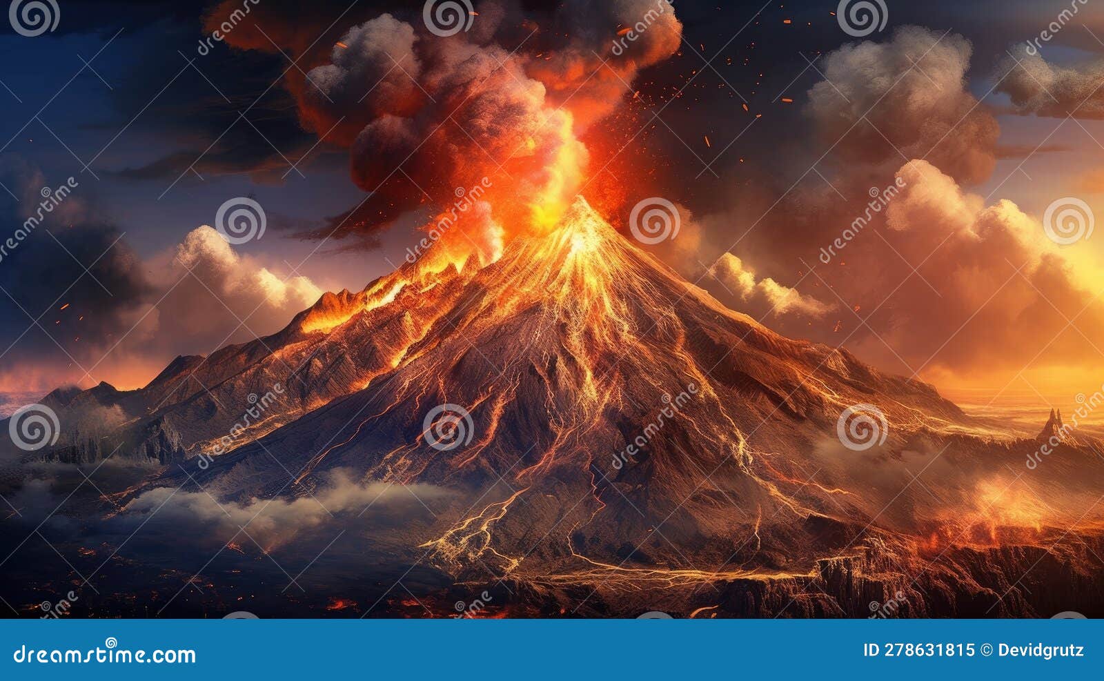 Volcanic Mountain in Eruption. Generative AI Stock Image - Image of ...