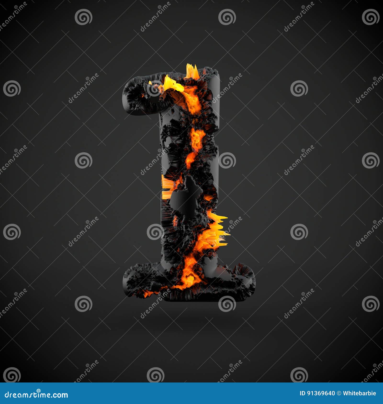 Volcanic Number 1 Isolated on Black Background. Stock Photo - Image of ...