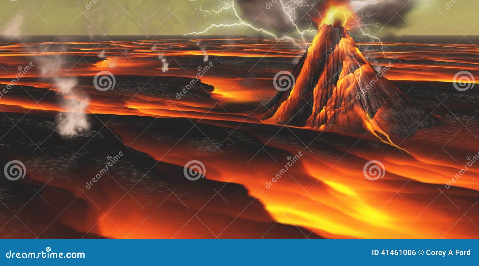 Volcanic Planet stock illustration. Illustration of catastrophe - 41461006