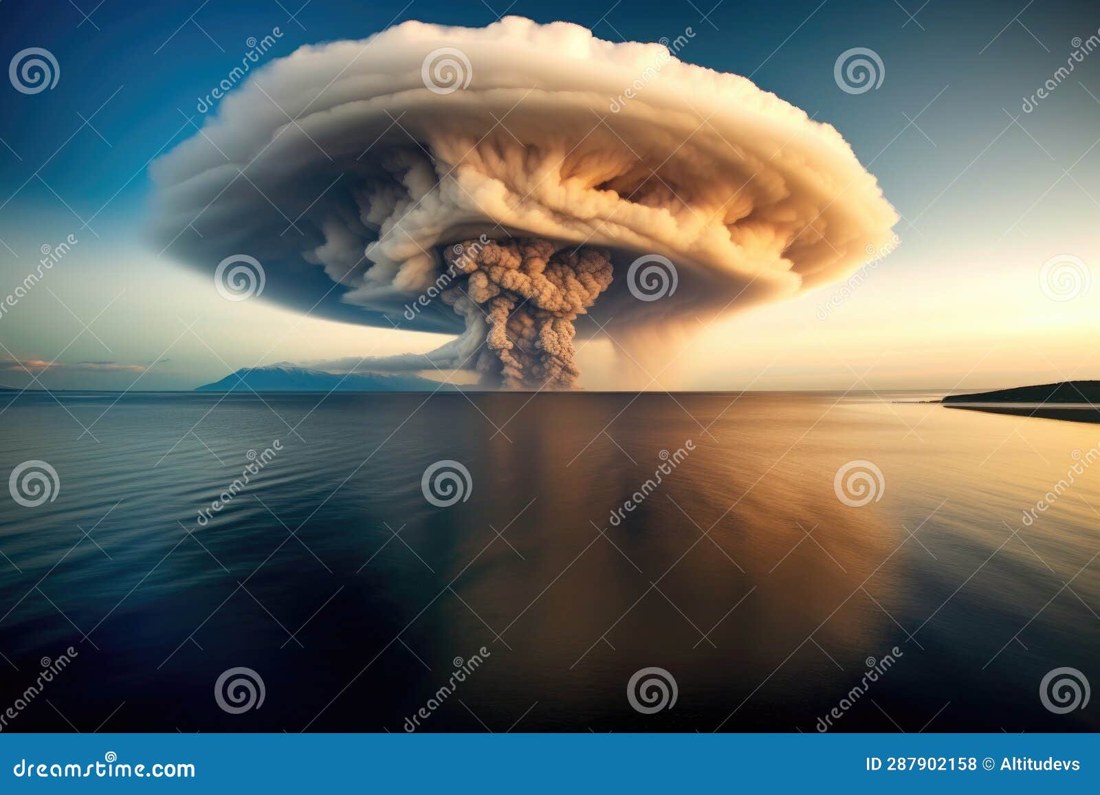 Volcanic Plume Creating Smoke Rings Over Ocean Stock Photo - Image of ...