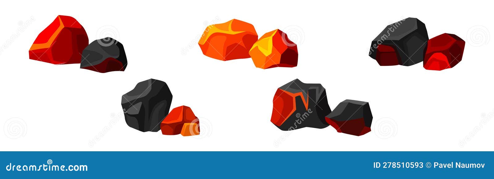 Volcanic Rock As Formed Lava with Rough and Solid Stones Vector Set ...