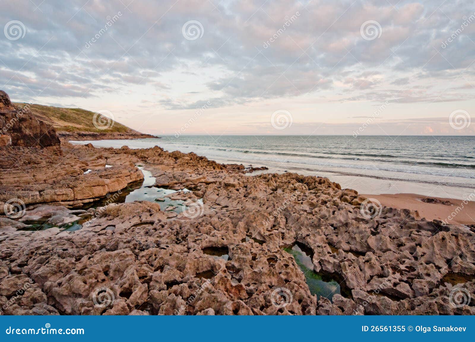 Volcanic Rock Beach Sunset in Gower, Wales Stock Image - Image of ...