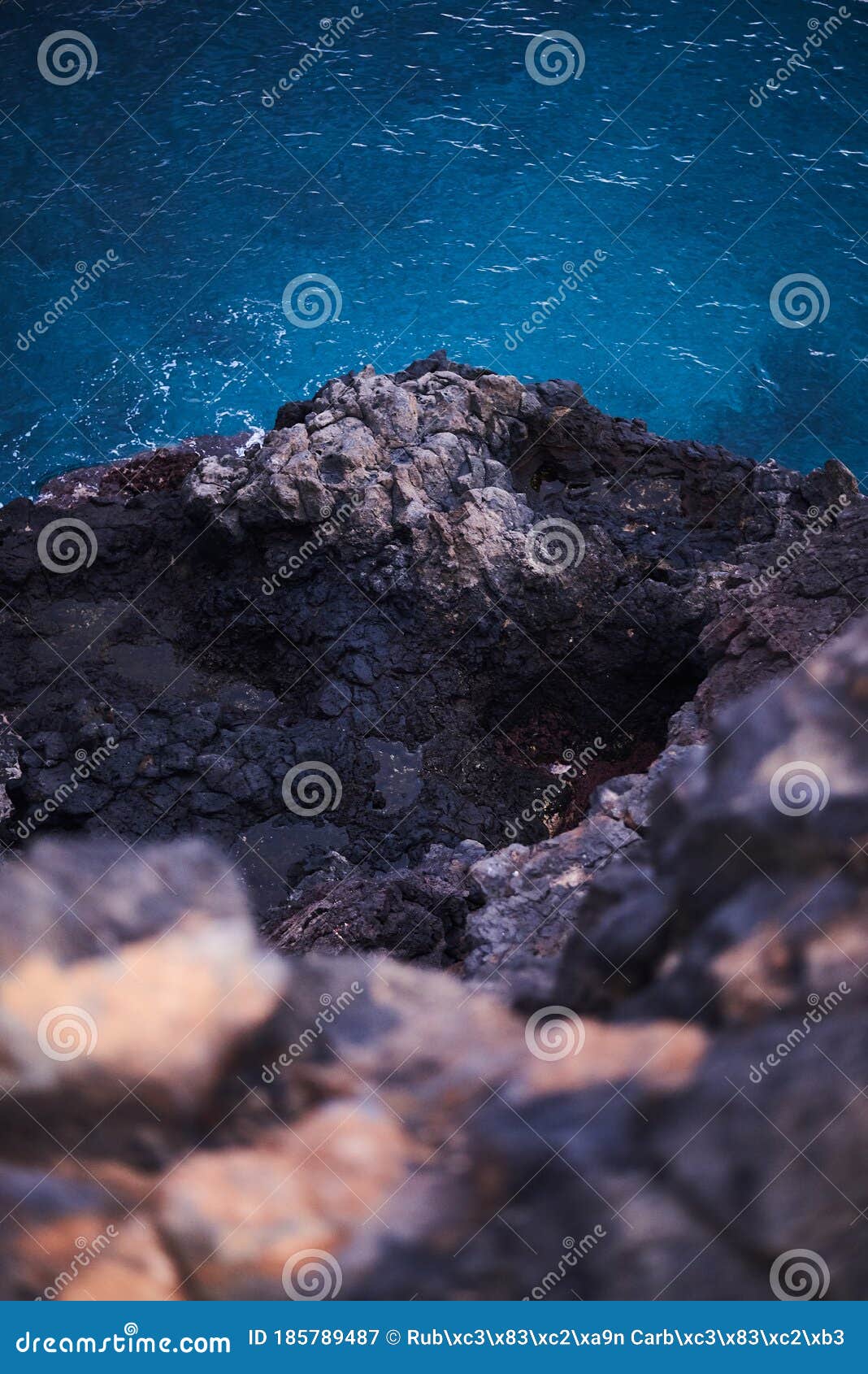 Volcanic Rock Shore from Above Stock Image - Image of canary, mountain ...
