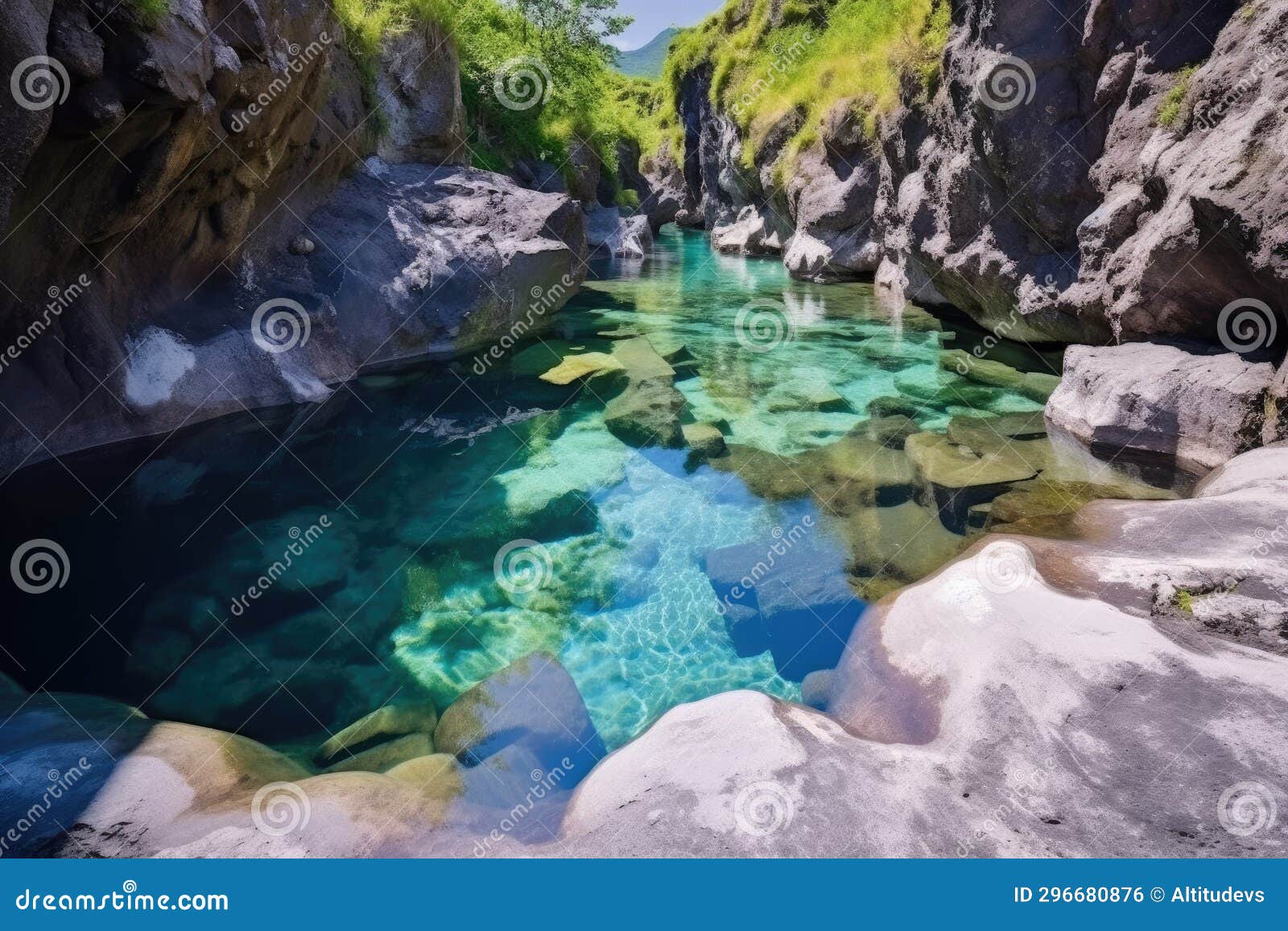 Volcanic Rocks Border a Bubbling Hot Spring Stock Illustration ...