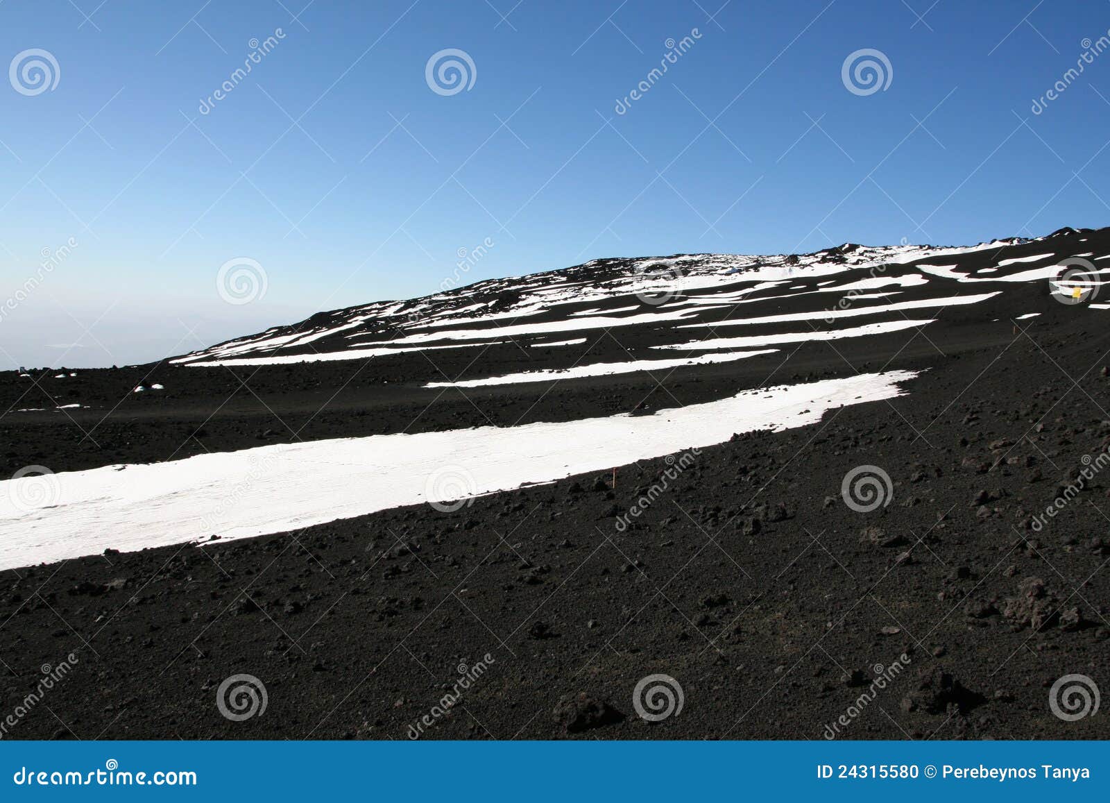 Volcanic Soil, Snow and Sky on the Top of Etna Stock Photo - Image of ...