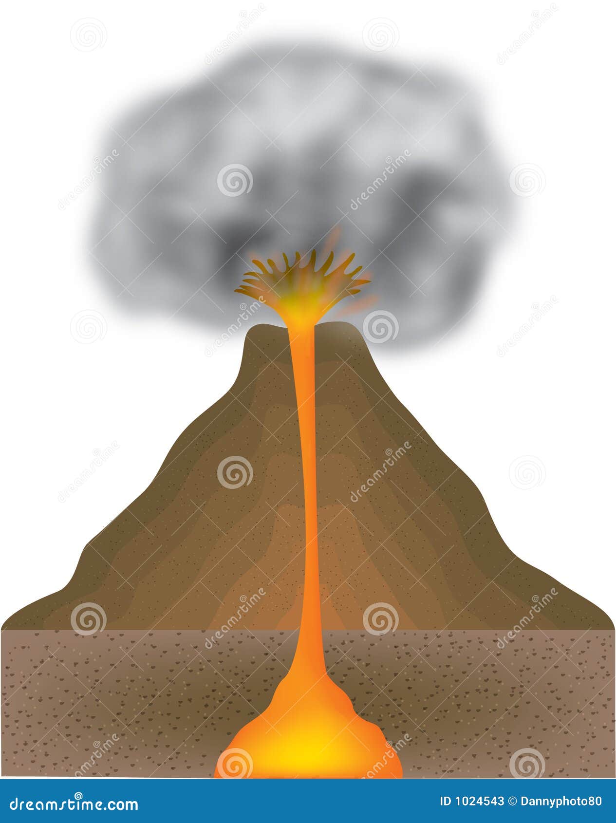 Volcano Cross Section With Structure Description In Side View Outline ...