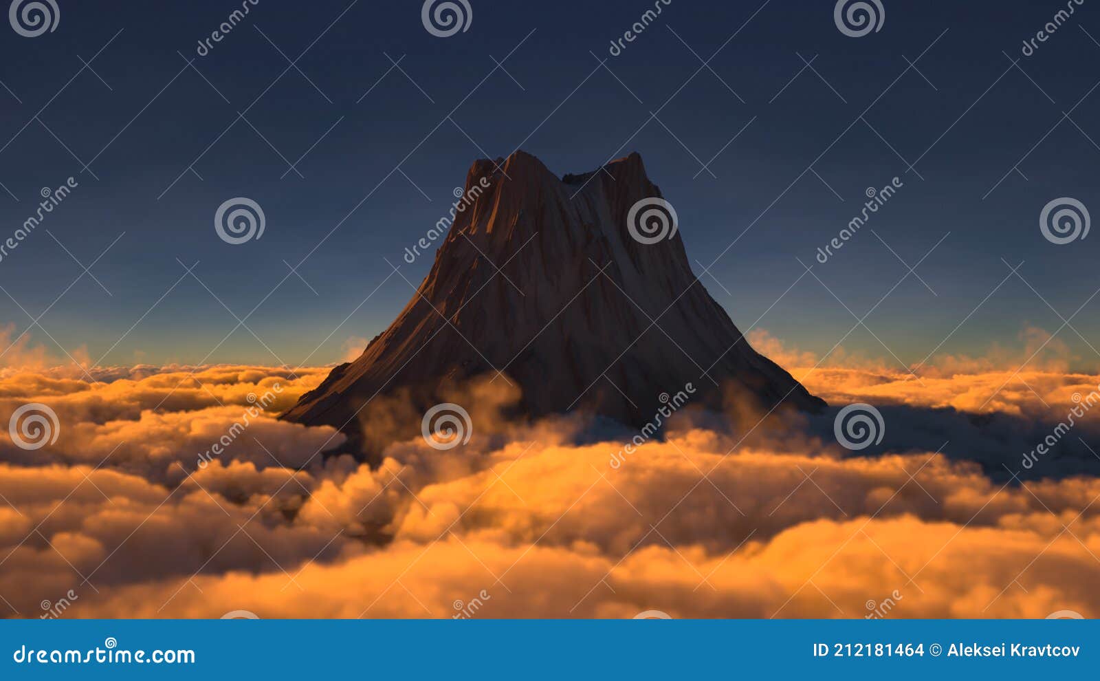 Volcano above clouds stock illustration. Illustration of mountaineering ...