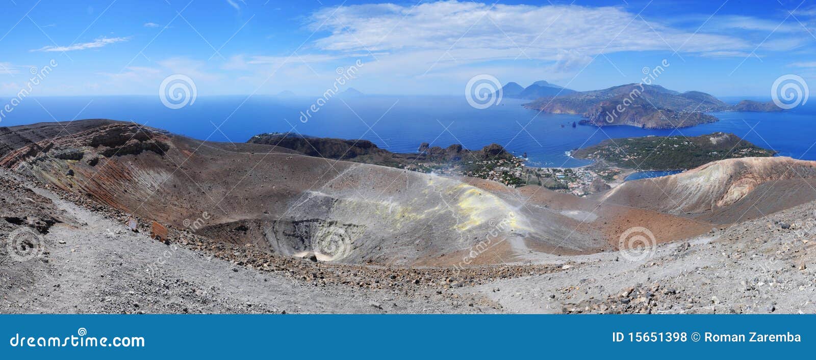 Volcano, Aeolian (Lipari) Islands - Panorama Stock Photo - Image of ...