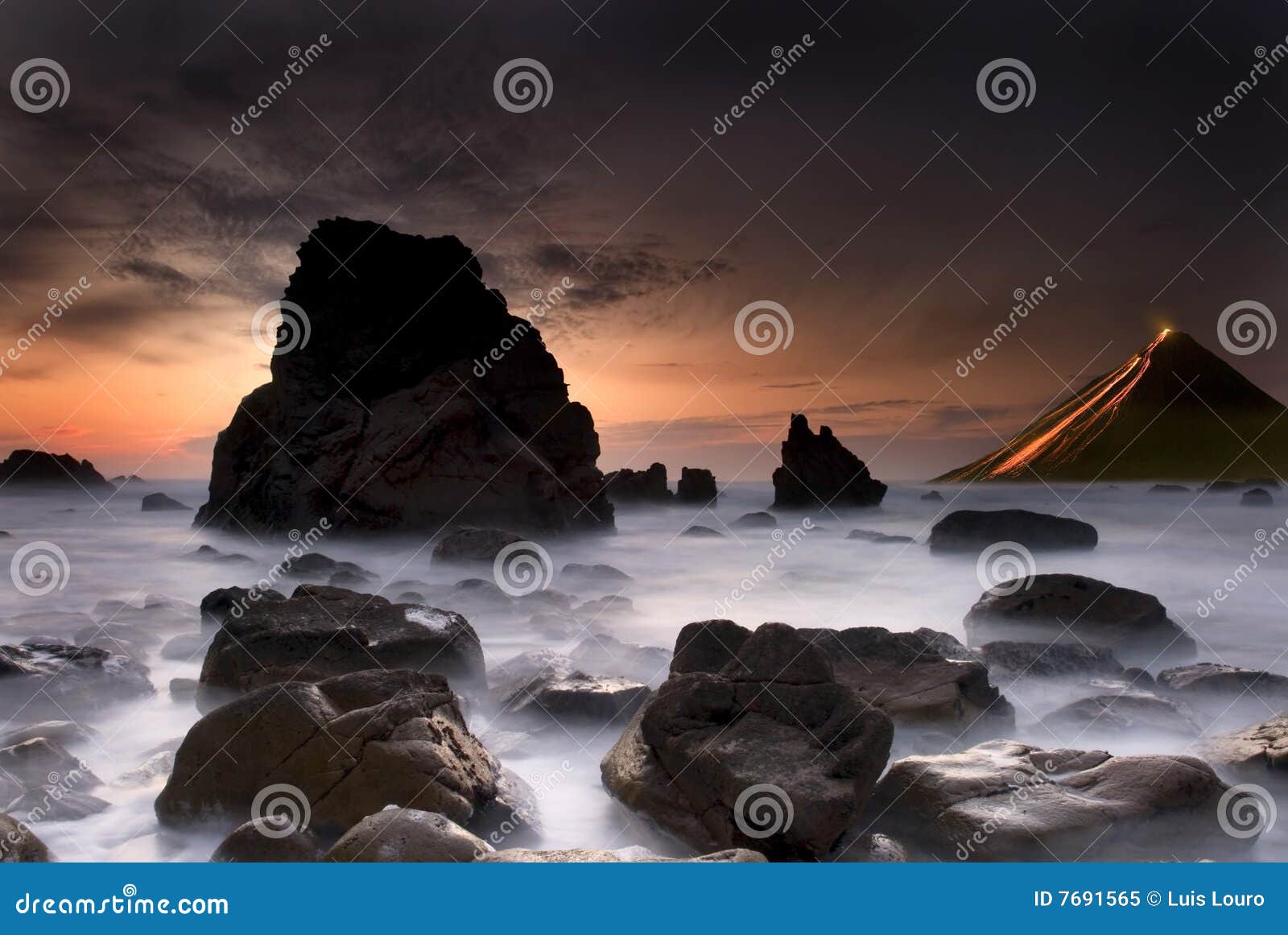 Volcano beach stock image. Image of silhouette, nature - 7691565