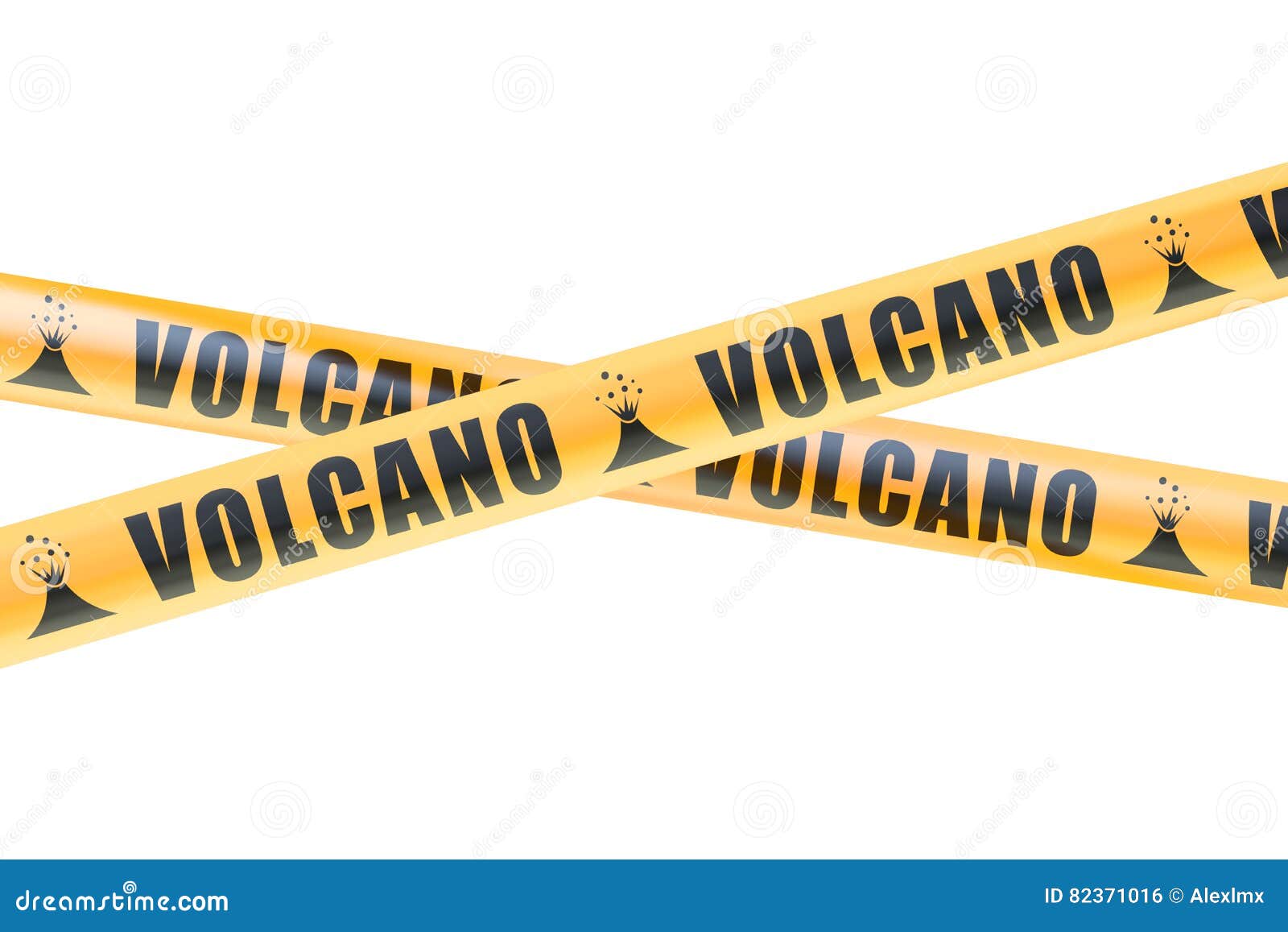 Volcano Caution Barrier Tapes, 3D Rendering Stock Illustration ...
