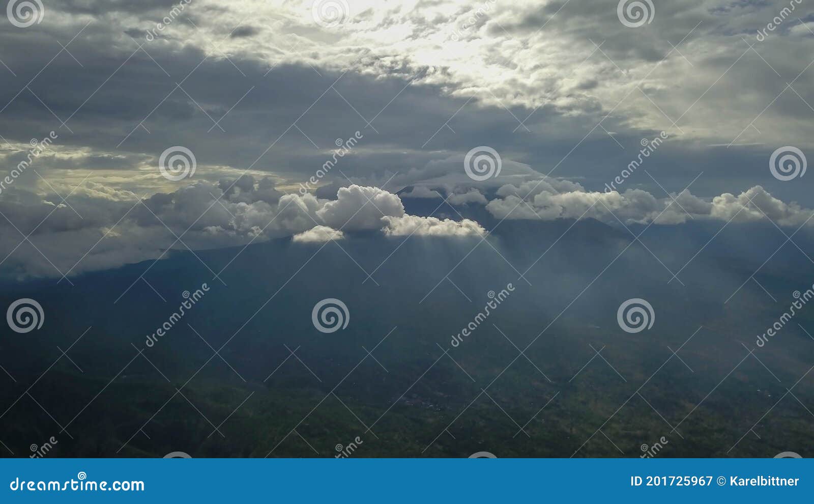 Volcano with Cloudy Clear Sky. Mount Merapi in Indonesia. Cloudy Sky ...