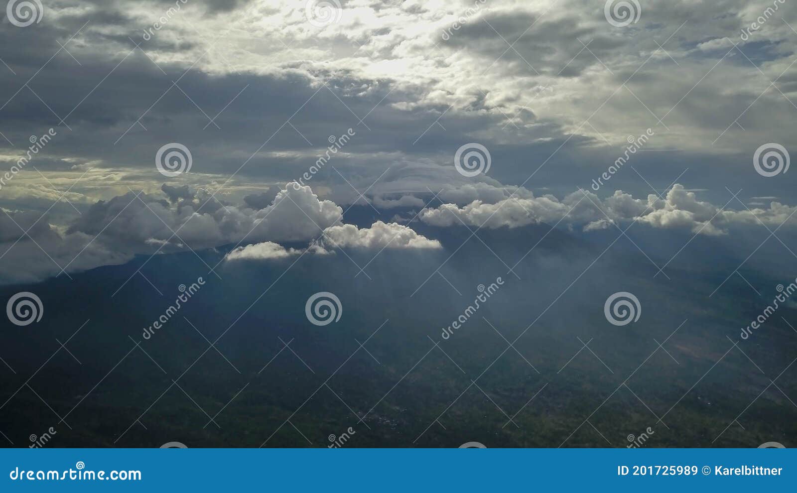 Volcano with Cloudy Clear Sky. Mount Merapi in Indonesia. Cloudy Sky ...