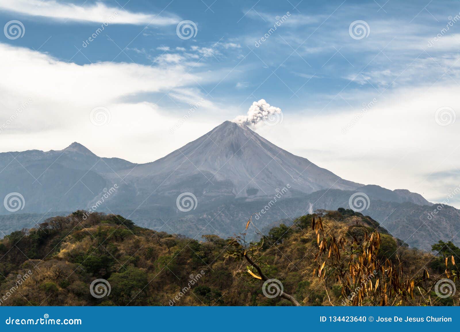 The Volcano of Colima is a Mountain of Great Height. Stock Photo ...
