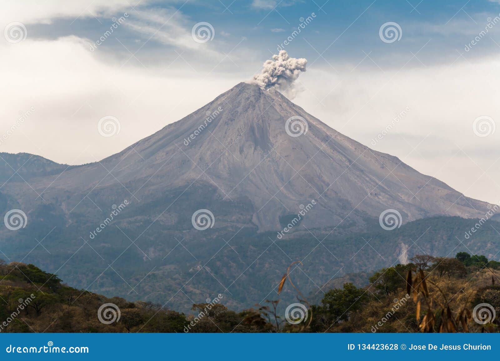 The Volcano of Colima is Quiet. Stock Photo - Image of height ...