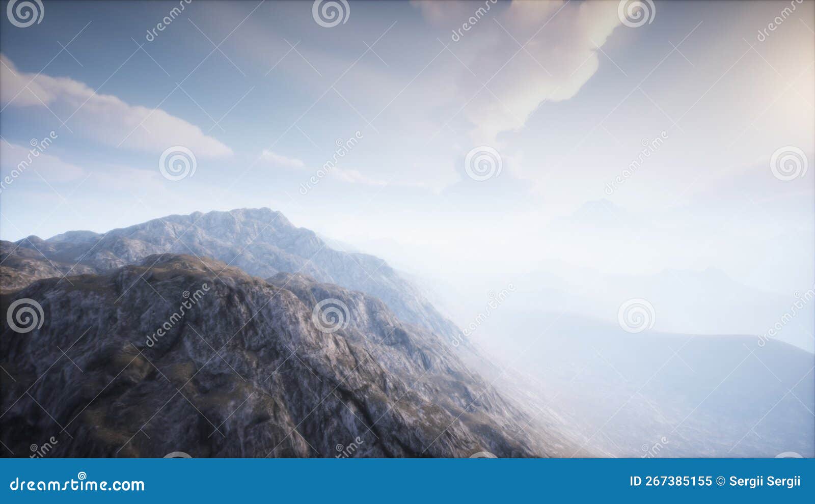 Volcano Crater Landscape with Fog Stock Illustration - Illustration of ...