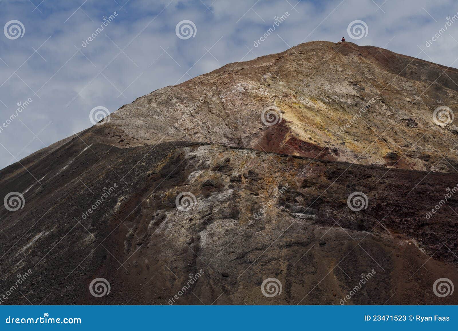 Volcano Crater Rim with Person on Top Stock Image - Image of central ...