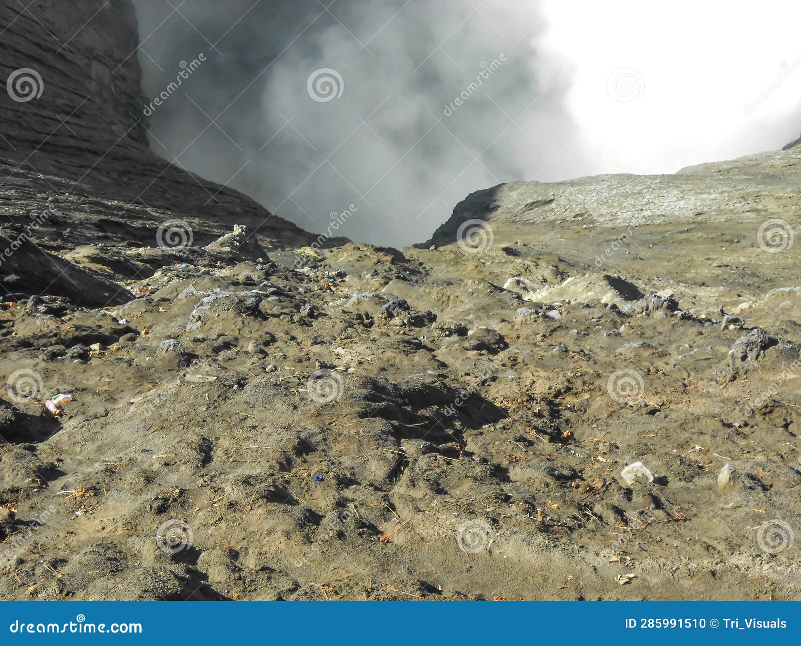 Volcano Crater Spewing Smoke Activity at Mount Bromo Stock Photo ...