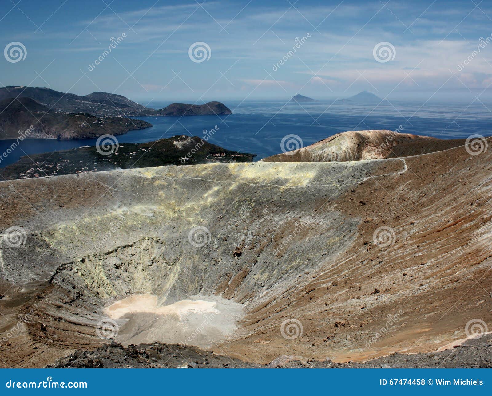 The Volcano Crater at Vulcano Island, Sicily Stock Photo - Image of ...