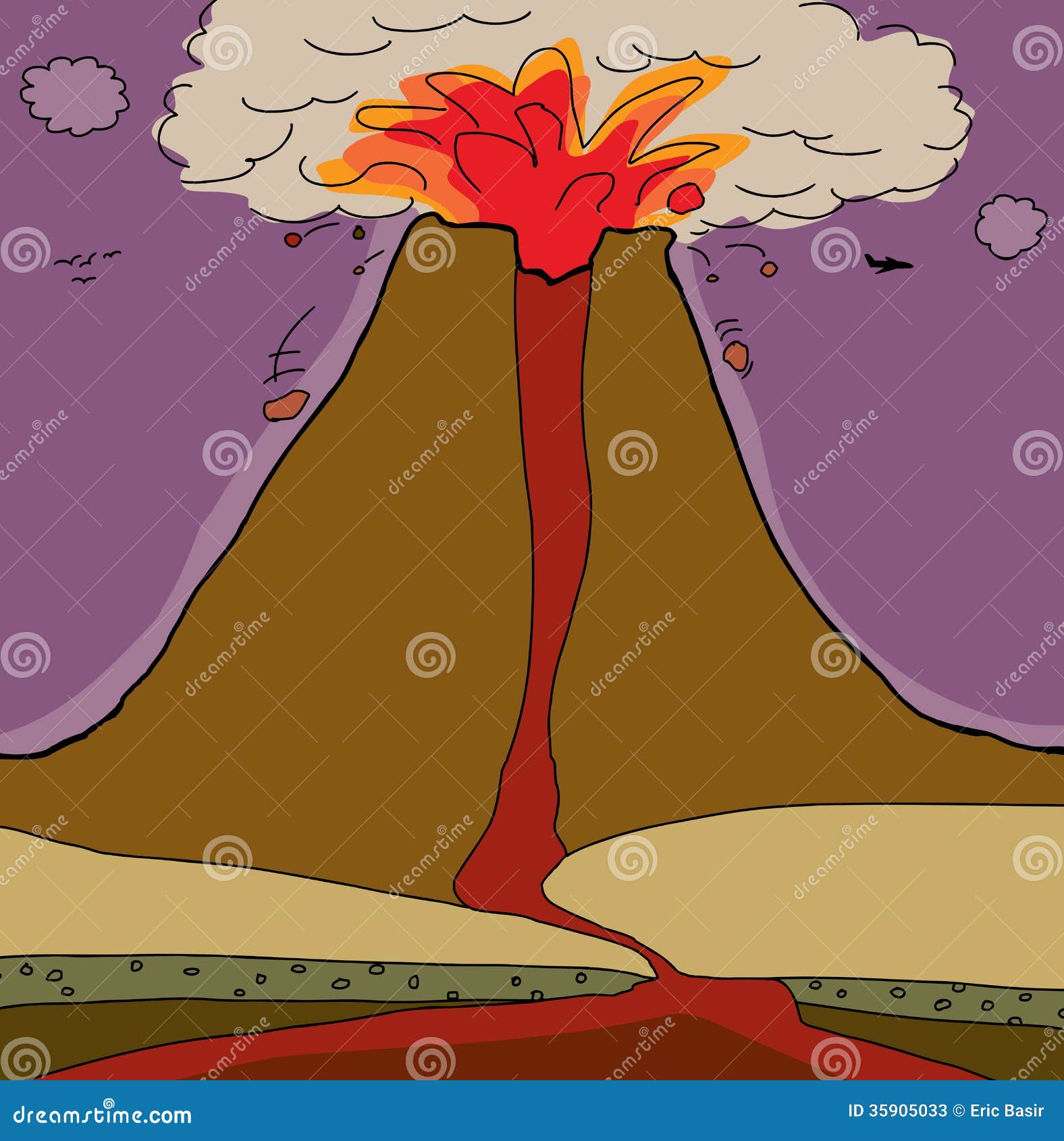 Volcano Cross Section stock vector. Illustration of cartoon - 35905033