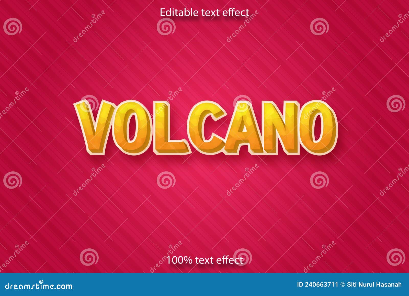 Volcano Editable Text Effect Cartoon Style Stock Vector - Illustration ...