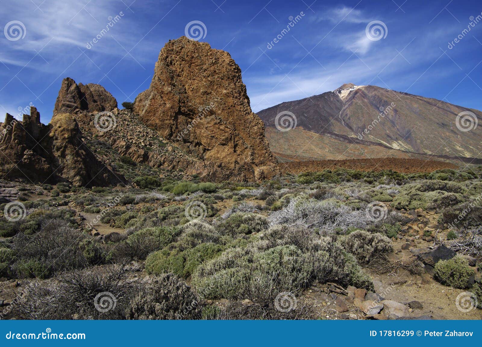 Volcano El Teide and Los Roques. Stock Image - Image of island, peak ...